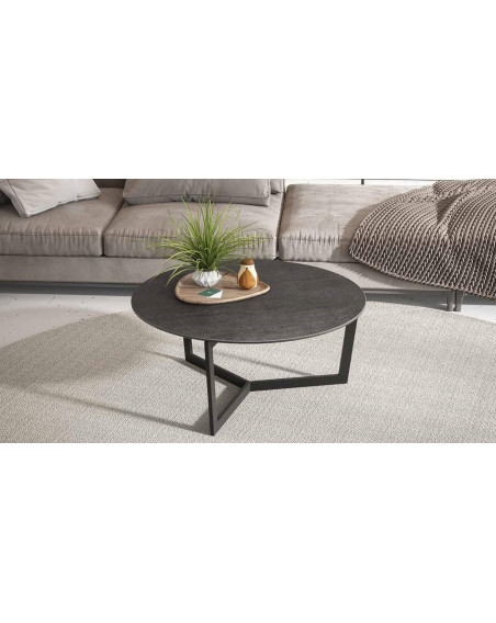 Table basse plateau rond diamètre 90 cm au design contemporain Clayette