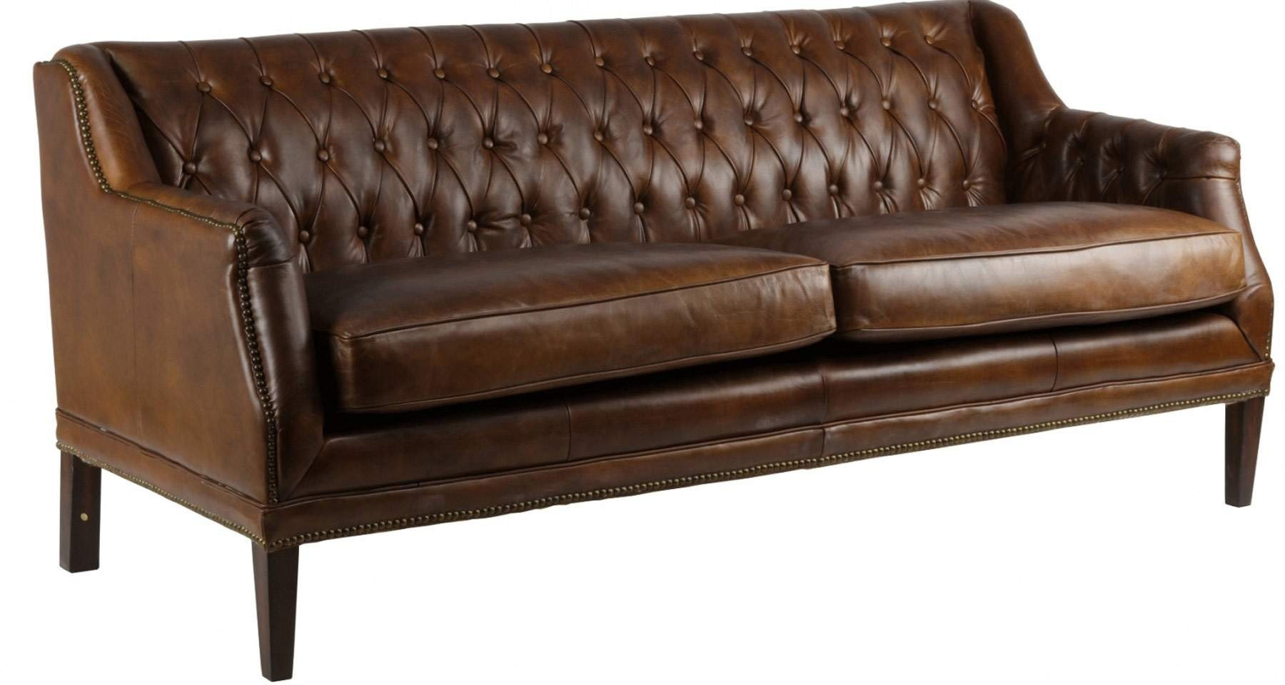 Canapé 3 places chic en cuir pleine fleur et dossier capitonné Westfield