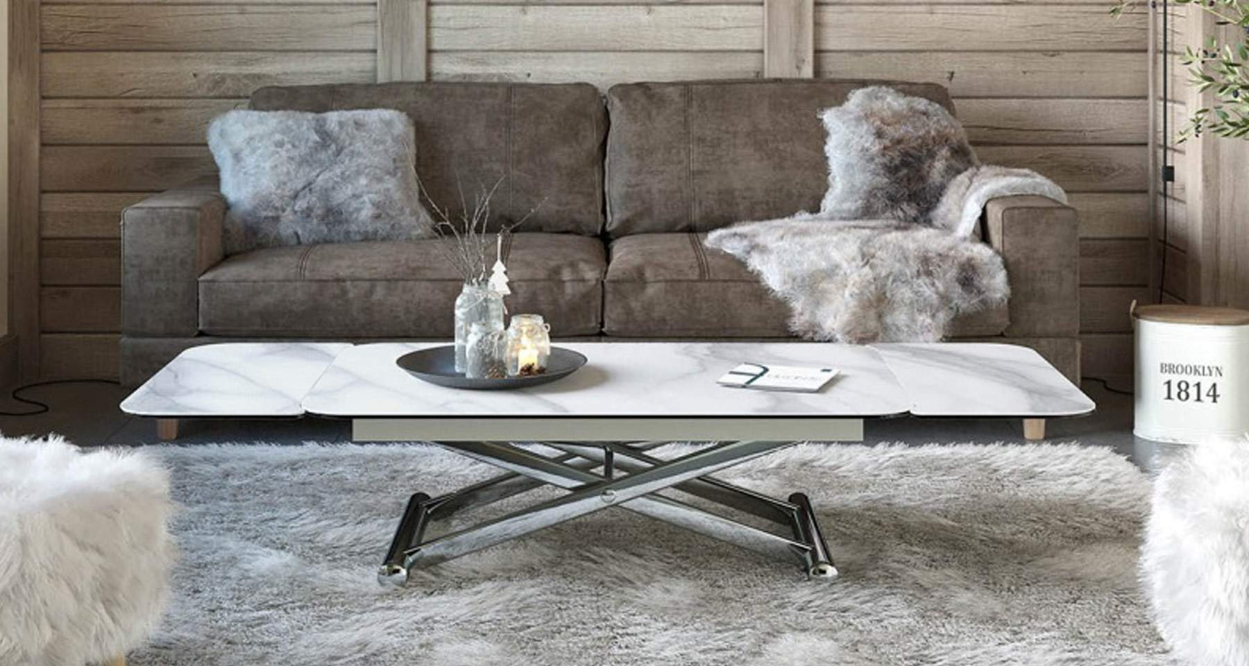 Table basse et de repas extensible et relevable en céramique Victoire