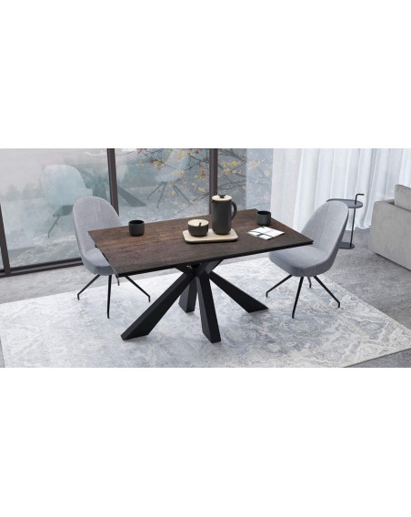 Table extensible 6/8 personnes en céramique et pied pyramidal Toronto