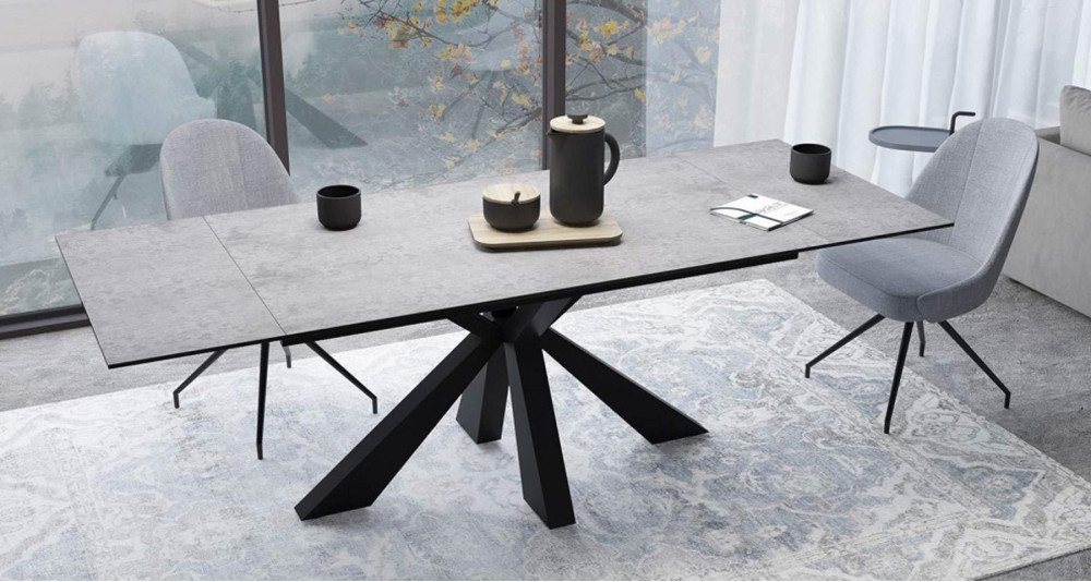 Table extensible 6/8 personnes en céramique et pied pyramidal Toronto