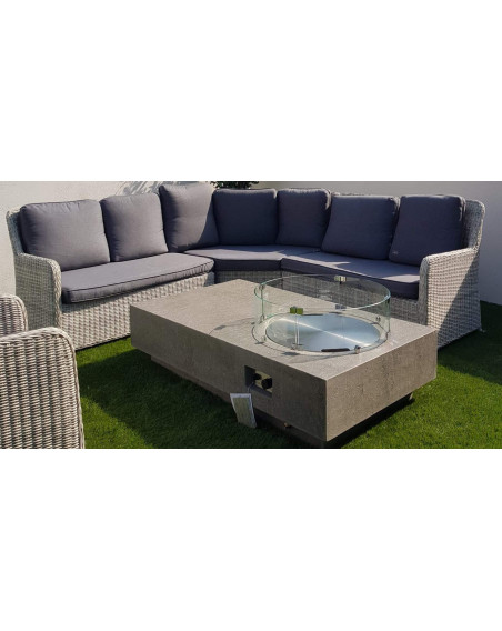 Table basse de jardin design avec braséro rond intégré Metropolis