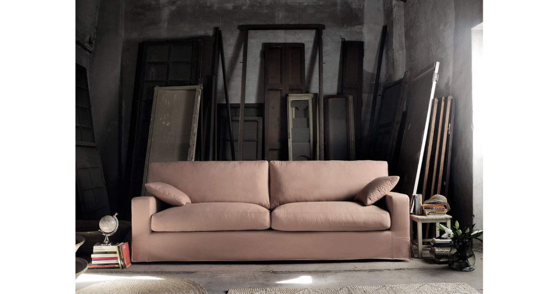 Canapé au grand confort moelleux en lin ou velours Nuba