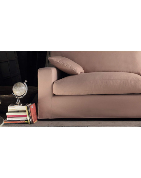 Canapé au grand confort moelleux en lin ou velours Nuba