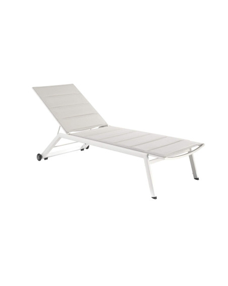 Transat empilable confortable en toile textilène matelassée Mallorca