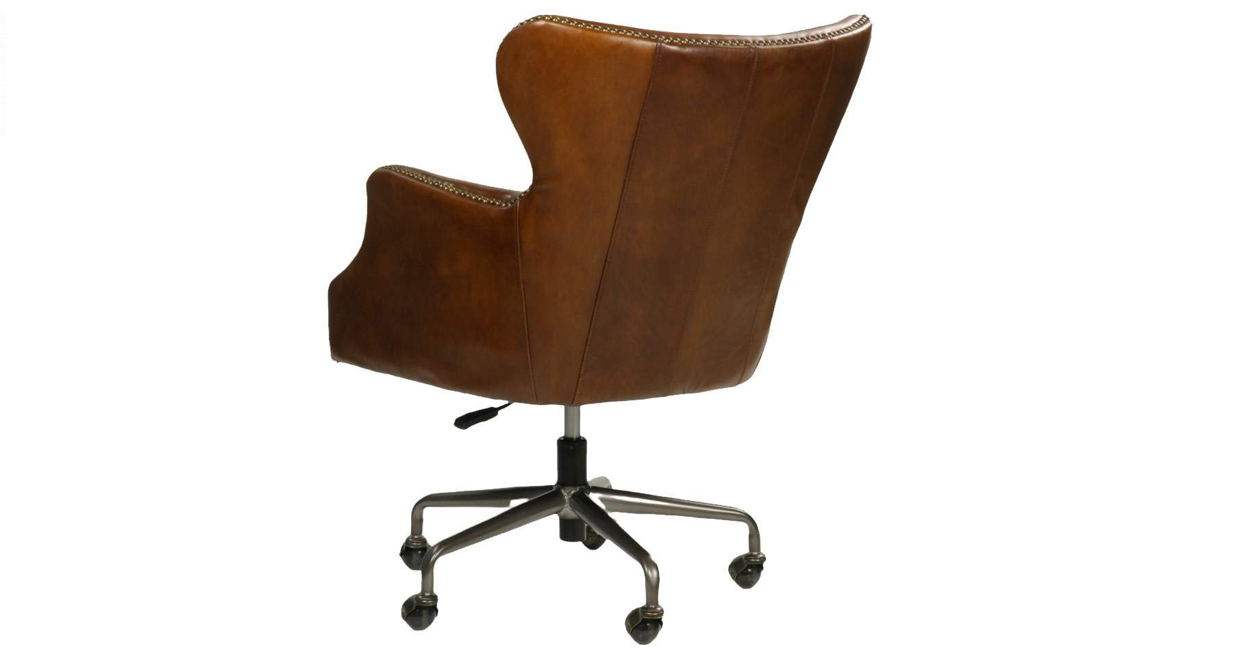 Fauteuil de bureau en cuir véritable vintage Safford