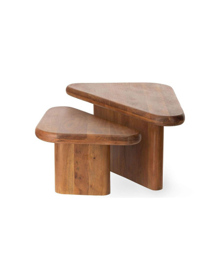 Tables basses triangulaires design en bois d'acacia Nerja - Athezza