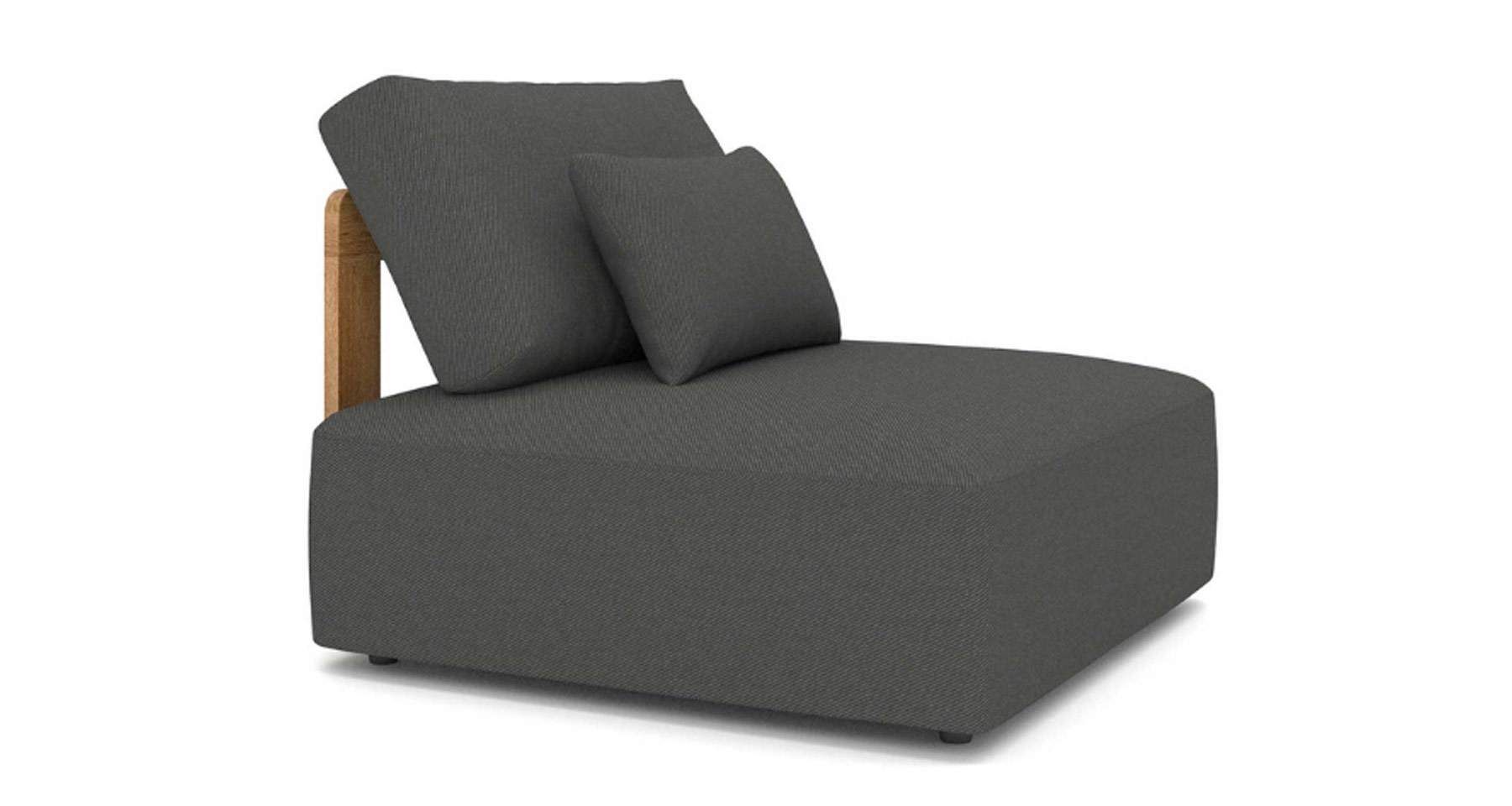 Salon d'angle contemporain en teck et tissu agora imperméable Rafa