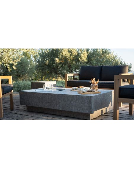 Table basse de jardin design avec braséro rond intégré Metropolis