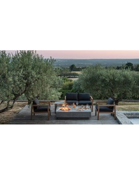 Table basse de jardin design avec braséro rond intégré Metropolis