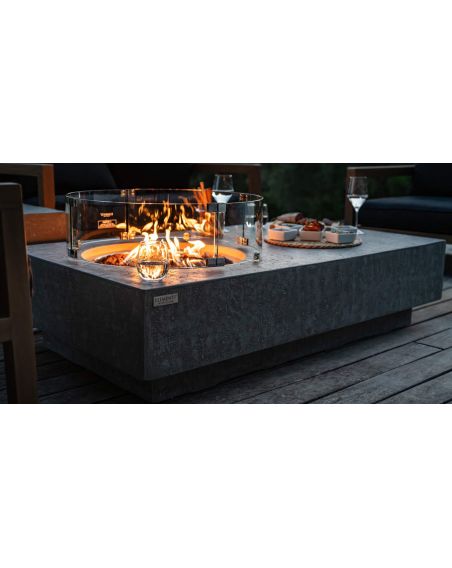Table basse de jardin design avec braséro rond intégré Metropolis