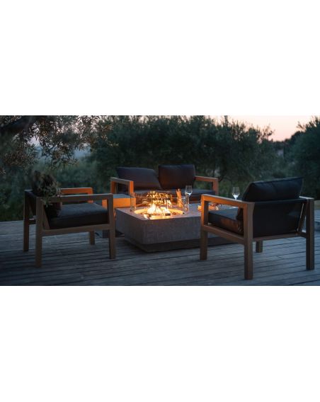 Table basse de jardin design avec braséro rond intégré Metropolis
