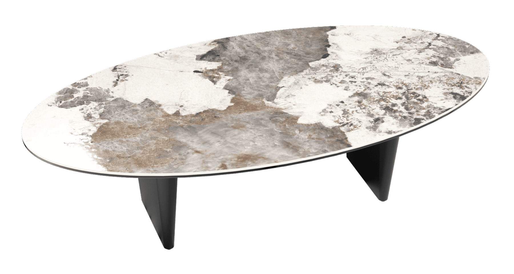 Table basse ovale en céramique 140 x 70 cm design contemporain Hyrule