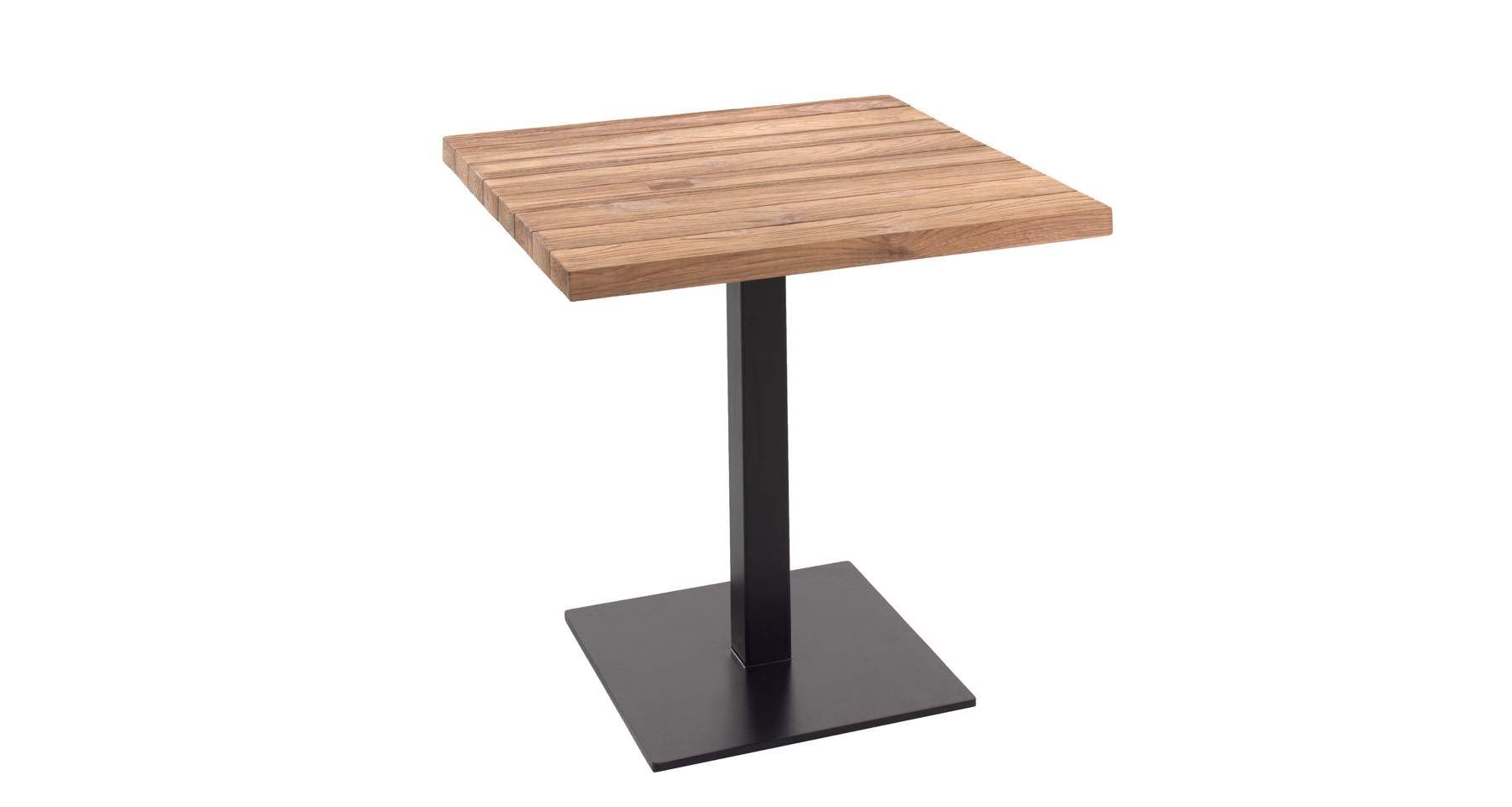 Table bistrot carrée 80 x 80 cm en teck recyclé Lucie - Gescova