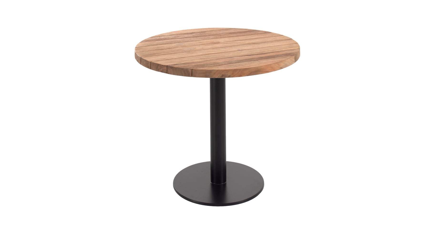 Table de bistrot ronde diamètre 100 cm en teck recyclé Rosie - Gescova