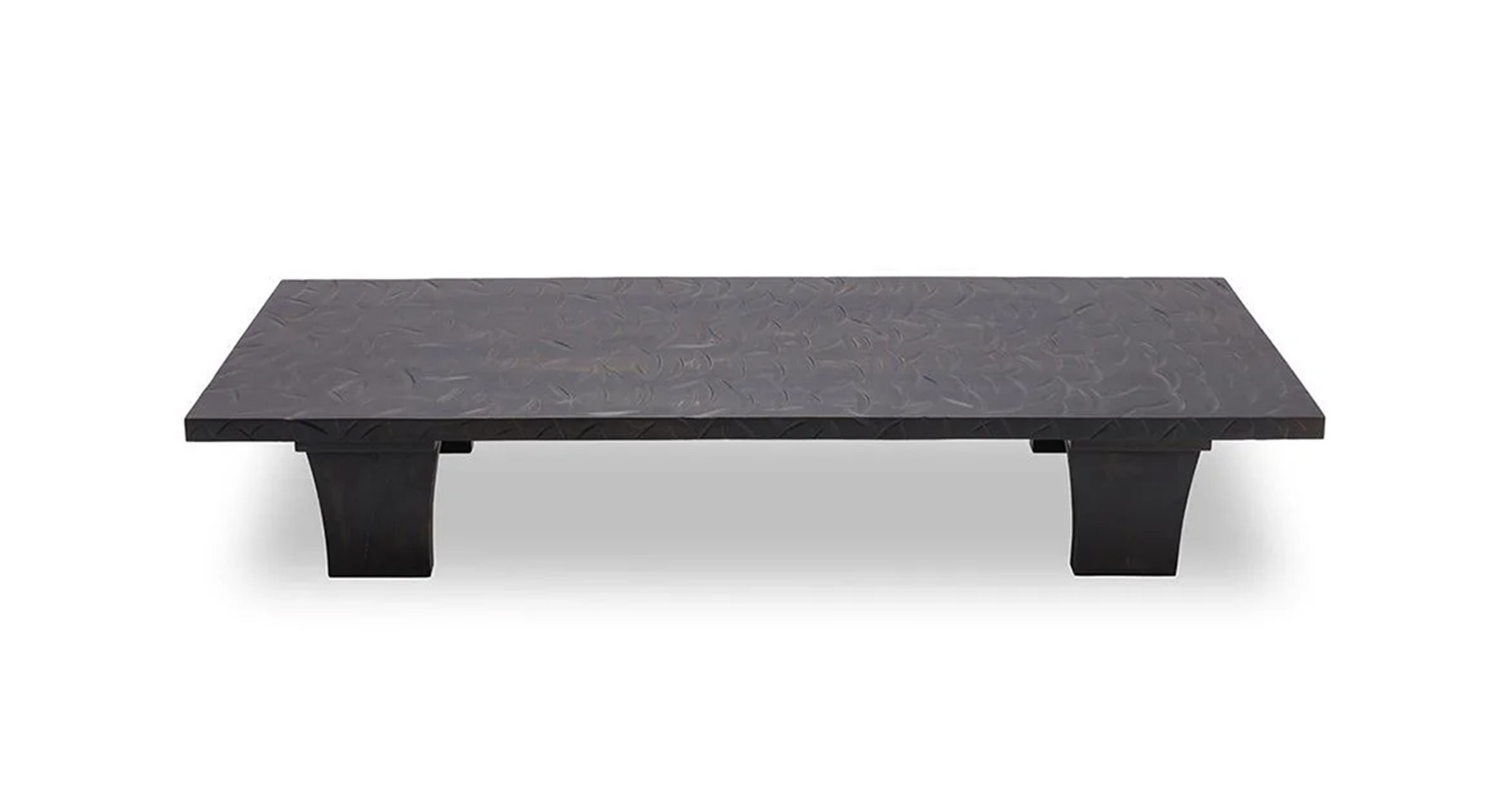 Table basse noire rectangulaire avec plateau texturé Vinh - Athezza