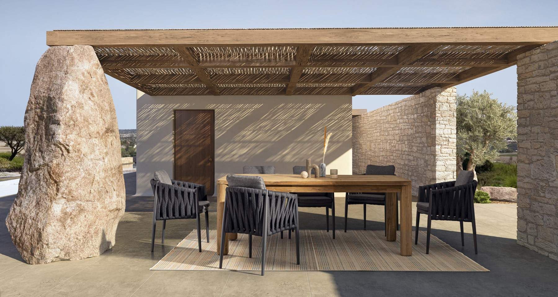 Table d'extérieur 200 cm ou 240 cm en teck recyclé Maverick - Bizzotto