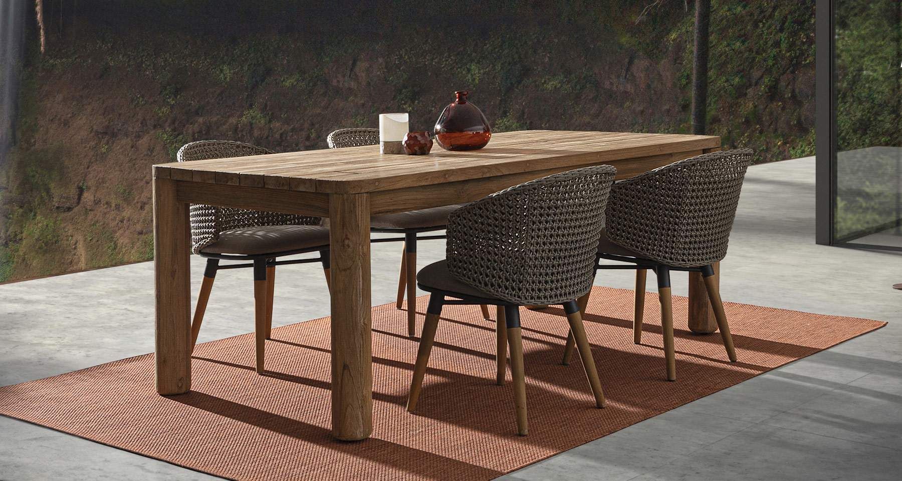 Table d'extérieur 200 cm ou 240 cm en teck recyclé Maverick - Bizzotto
