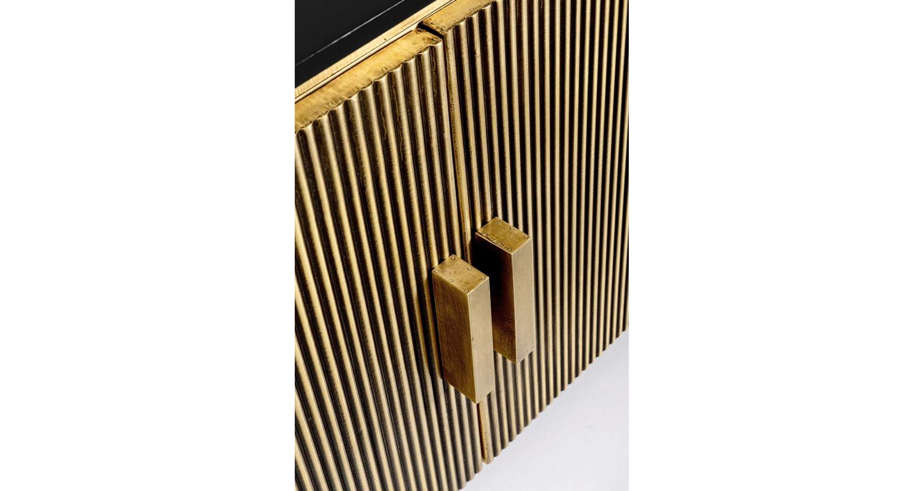 Buffet 160 cm en laiton aspect vieilli et plateau noir Virat