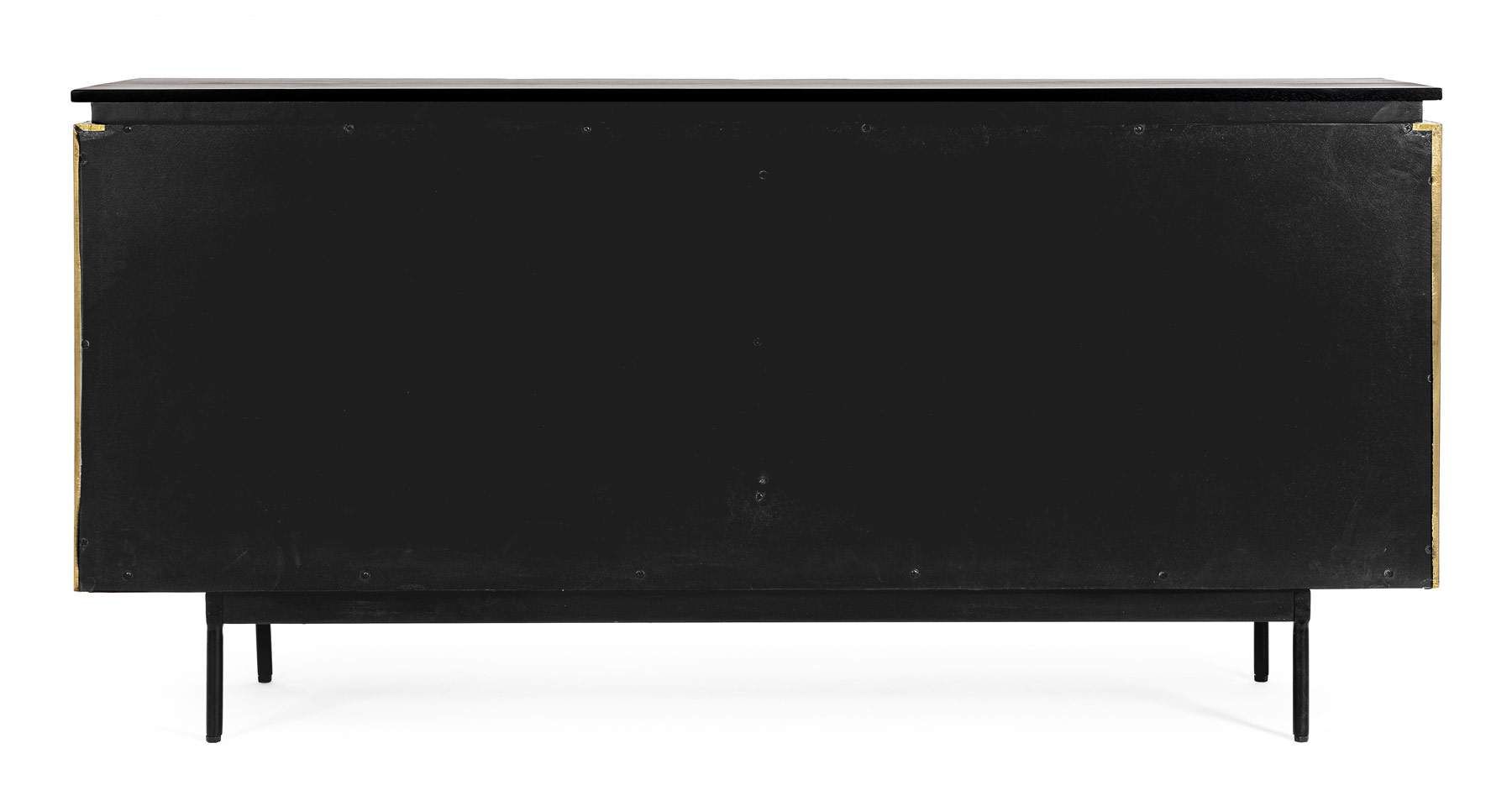 Buffet 160 cm en laiton aspect vieilli et plateau noir Virat