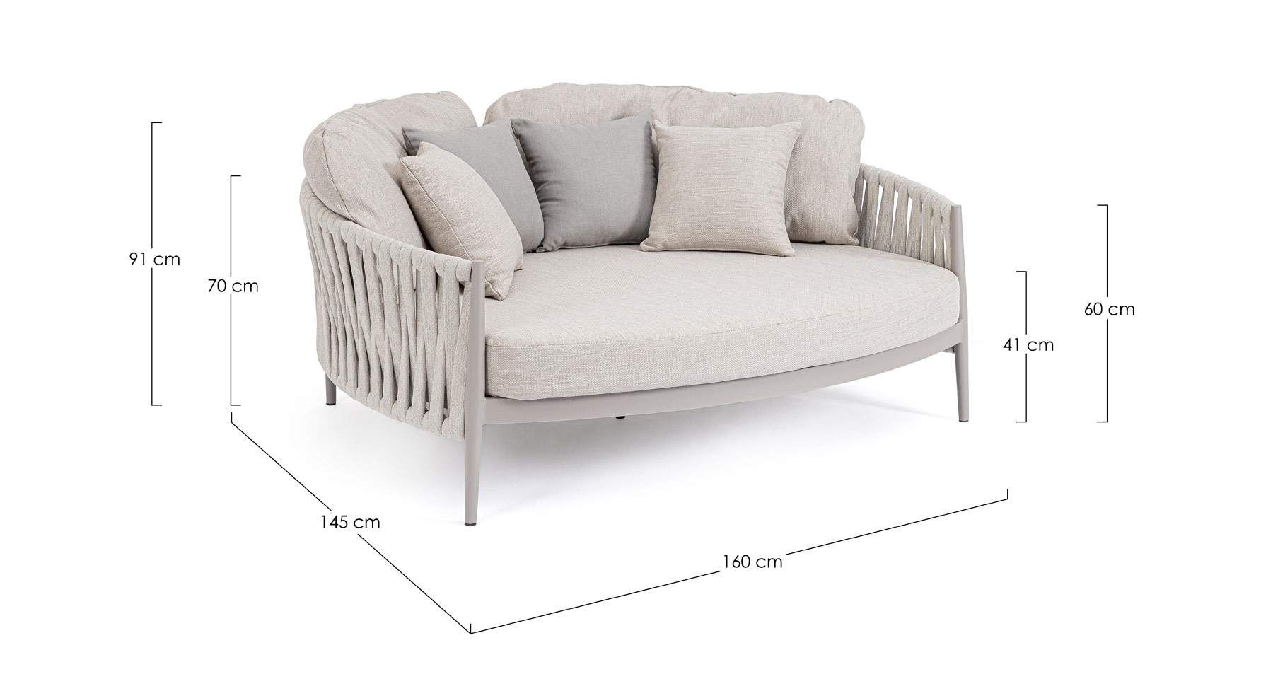 Daybed au design contemporain avec cordes tressées Jacinta - Bizzotto