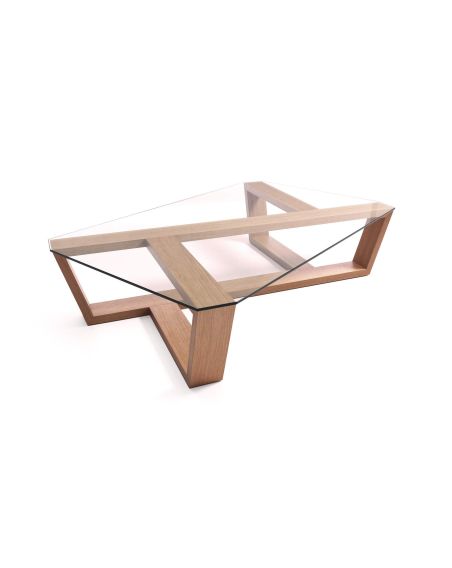 Table basse en bois et verre design luxe Agol - Belta Frajumar