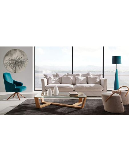 Table basse en bois et verre design luxe Agol - Belta Frajumar