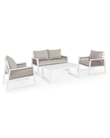 Salon de jardin en cordes et aluminium design Captiva - Bizzotto