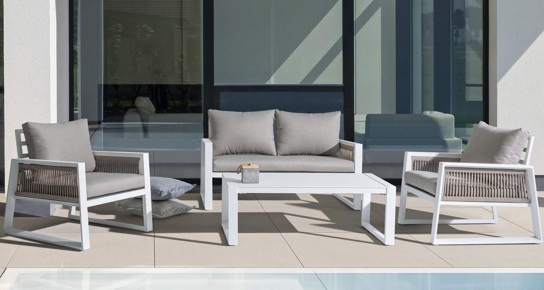 Salon de jardin en cordes et aluminium design Captiva - Bizzotto
