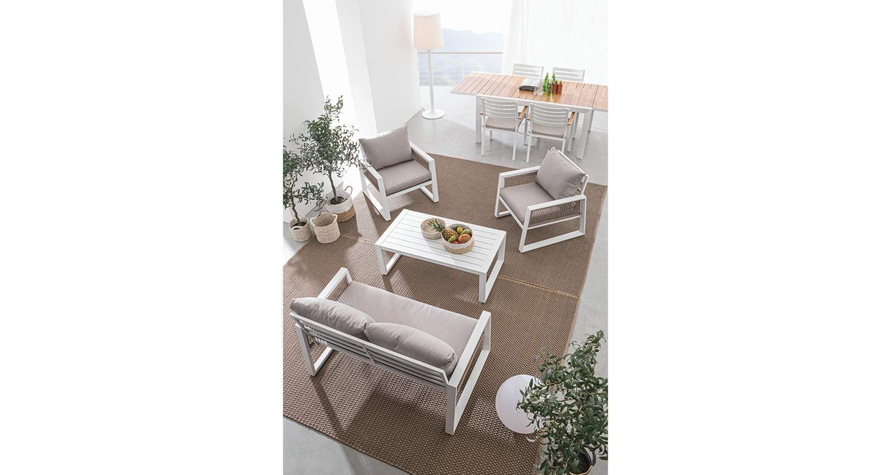 Salon de jardin en cordes et aluminium design Captiva - Bizzotto