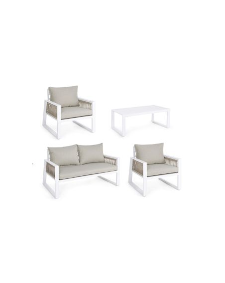 Salon de jardin en cordes et aluminium design Captiva - Bizzotto