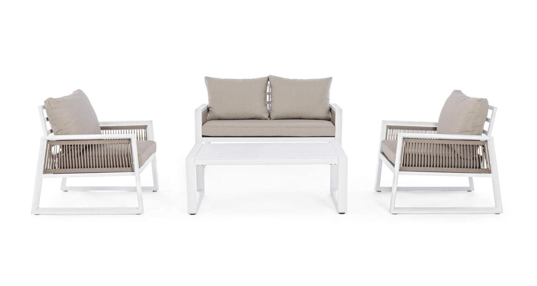 Salon de jardin en cordes et aluminium design Captiva - Bizzotto