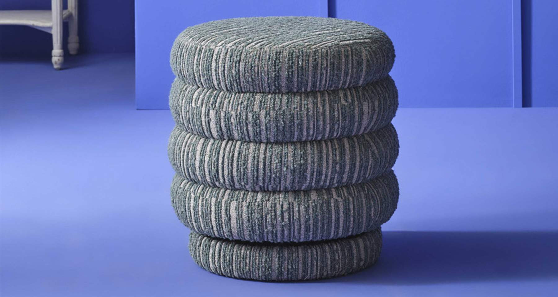 Pouf pivotant contemporain en tissu tramé Bibendum - Signature