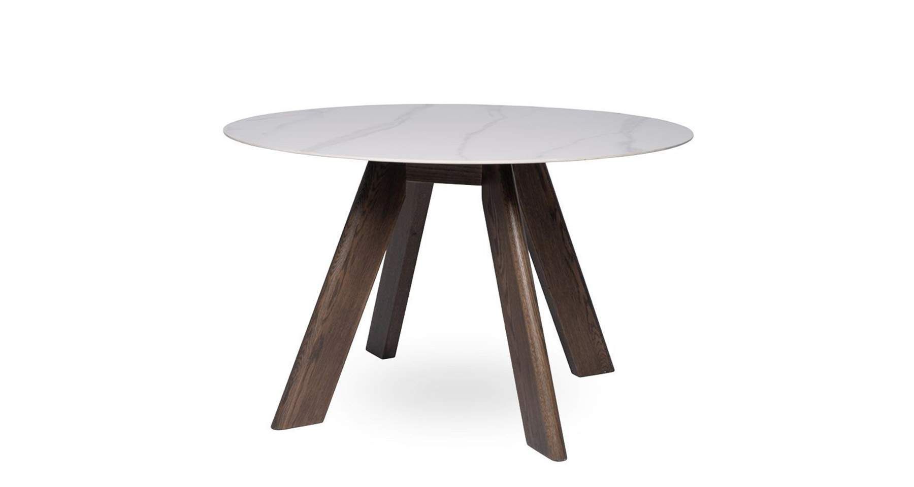 Table ronde en pierre frittée et bois 4 personnes Manre - Athezza