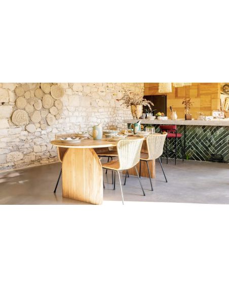 Table à manger 200 x 100 cm en bois naturel Nerja - Athezza