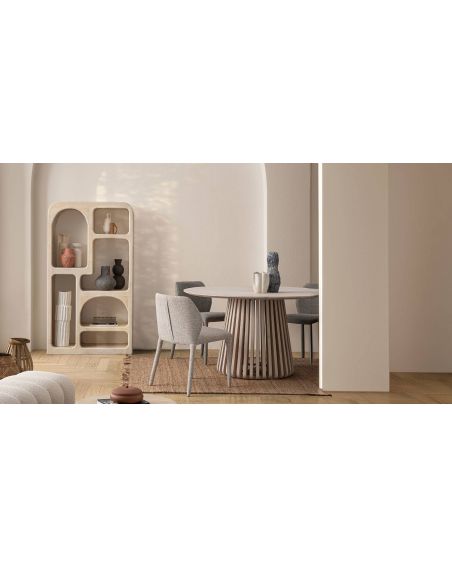 Table en bois de manguier ronde avec pied central design Ø130 cm Odion