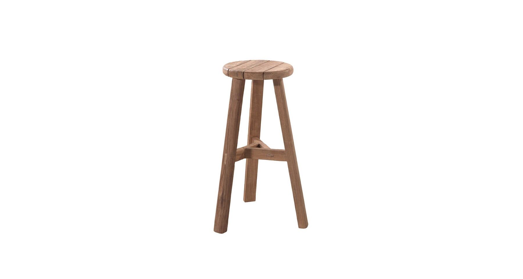 Tabouret de bar rond en teck Ribero - Gescova