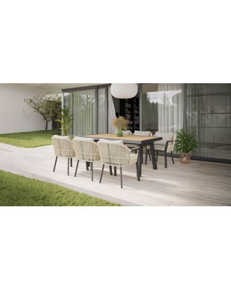 Table 210 x 100 plateau alu effet bois Bali - Alexander rose