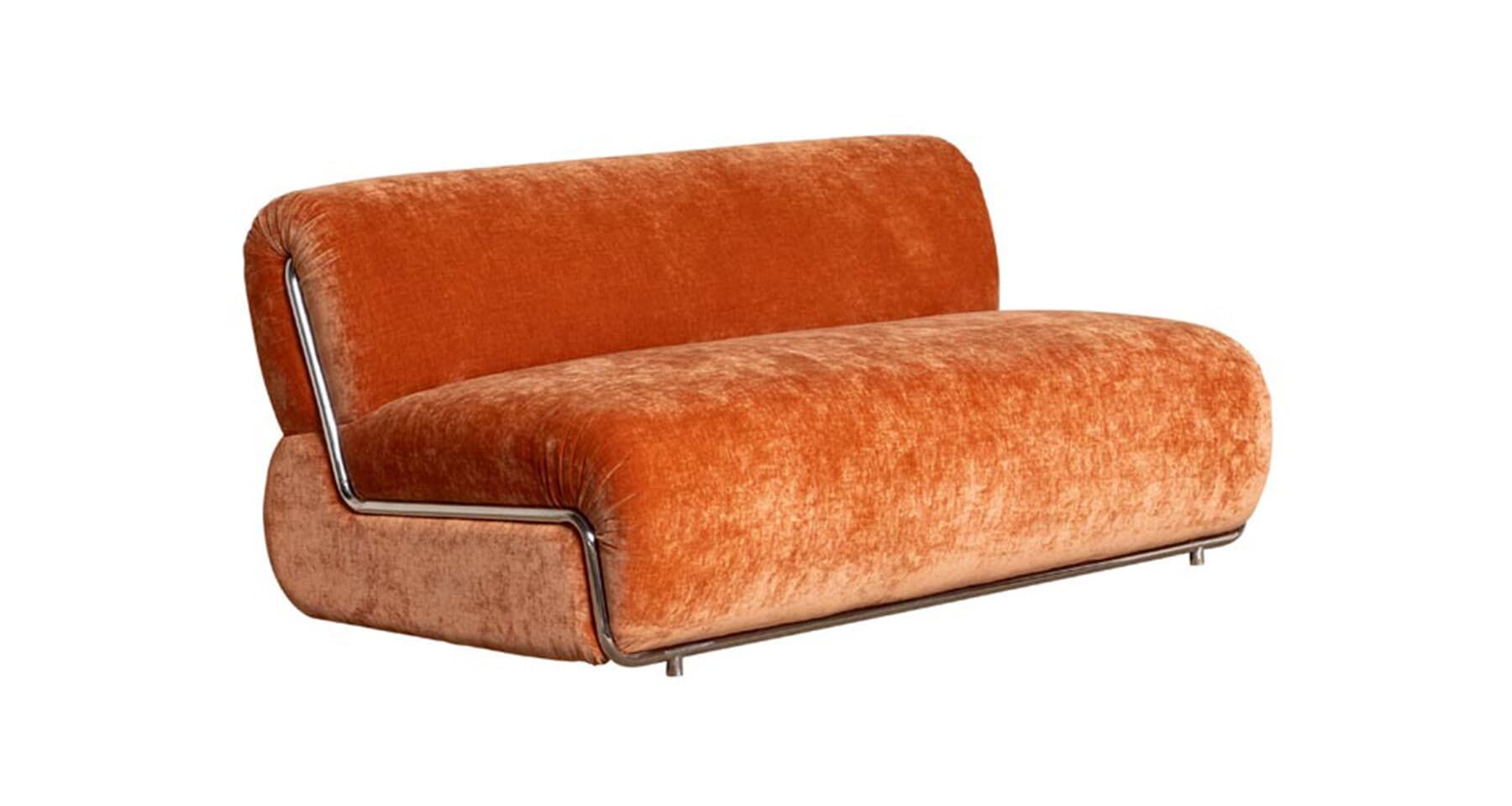 Canapé en velours avec pieds en acier Velluto - Chehoma