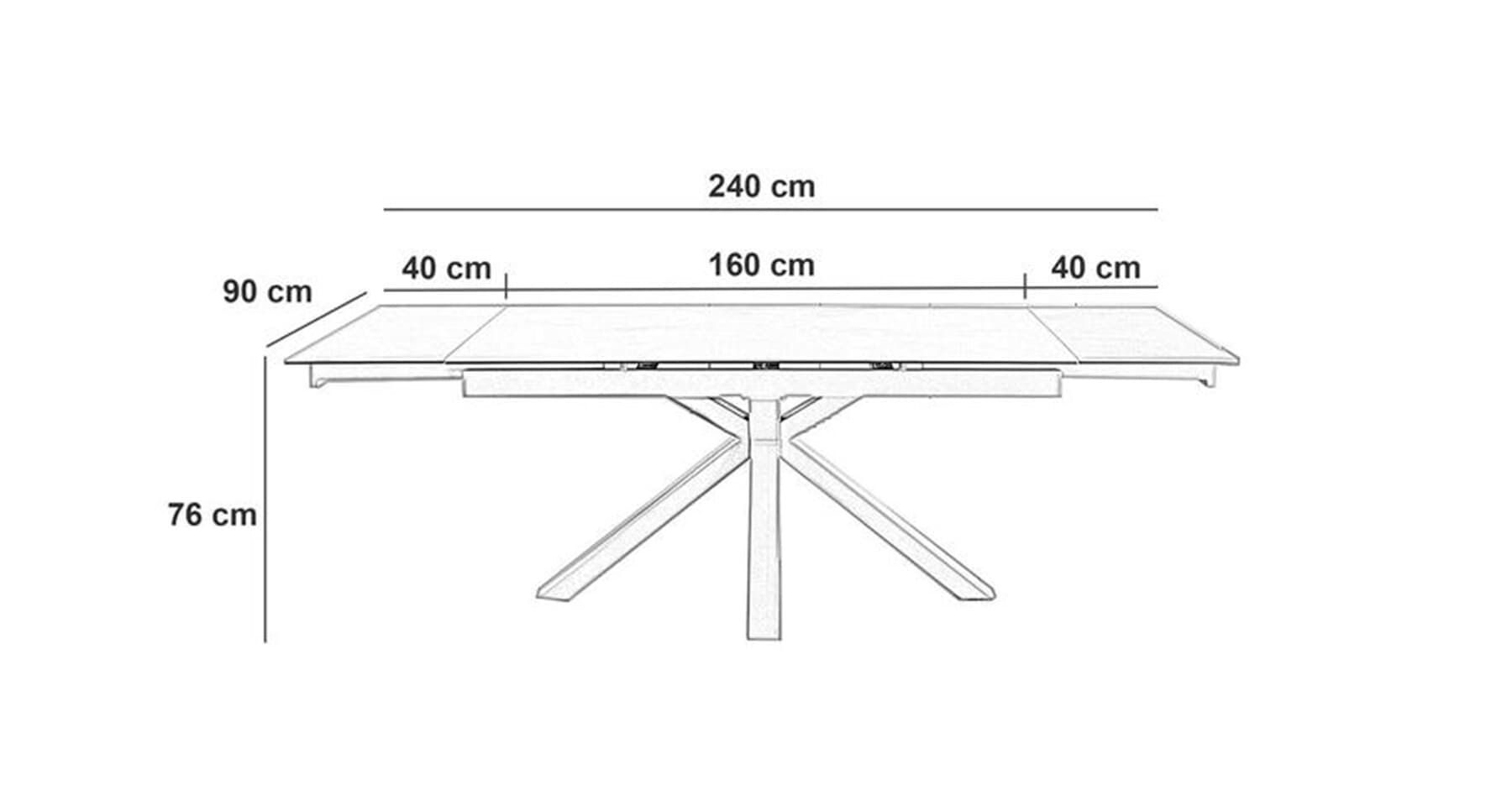 Table rectangulaire extensible avec pieds étoile Céramica 1 - Stones