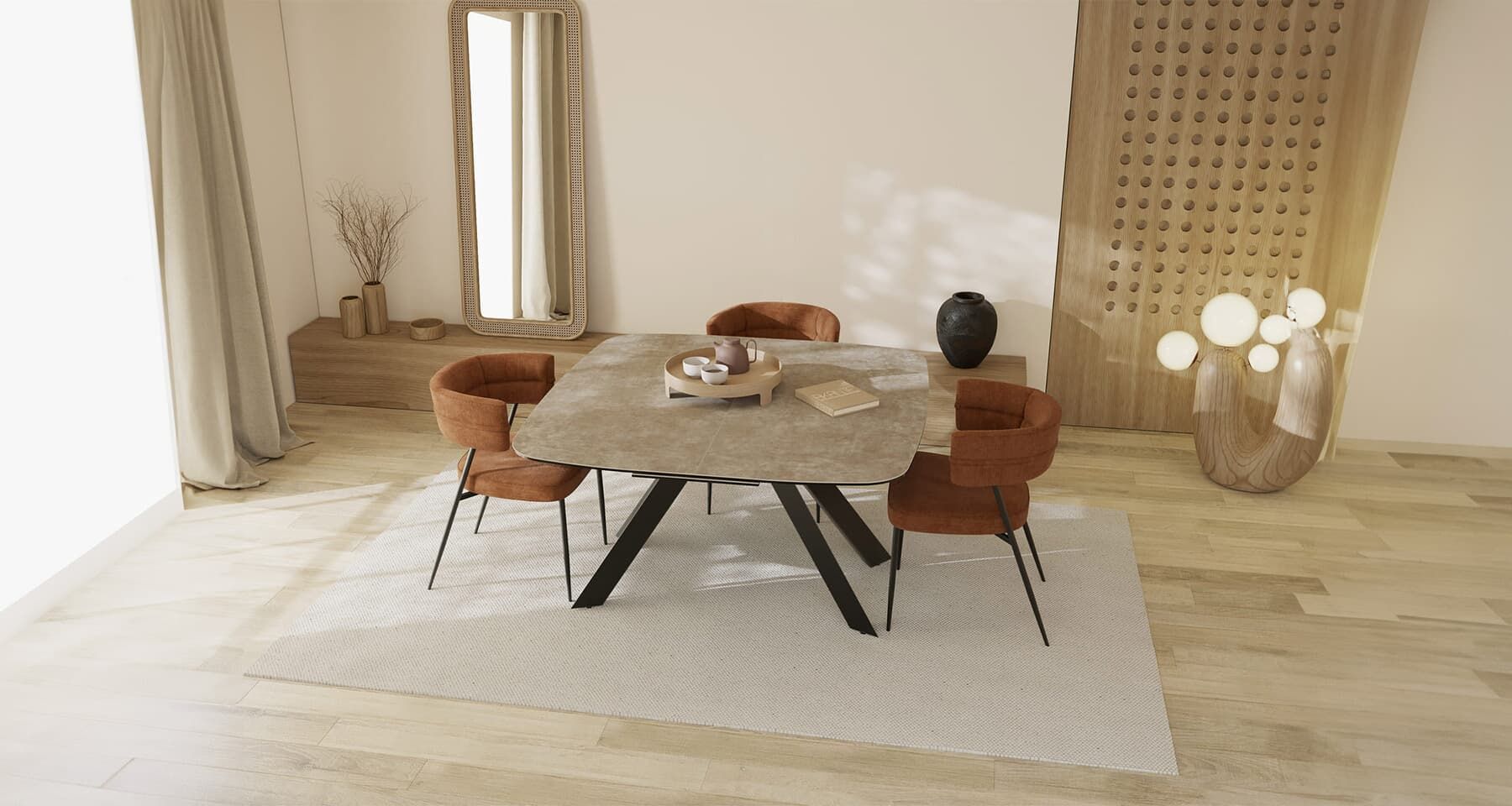 Table carrée céramique avec allonge centrale Juarez - Table concept