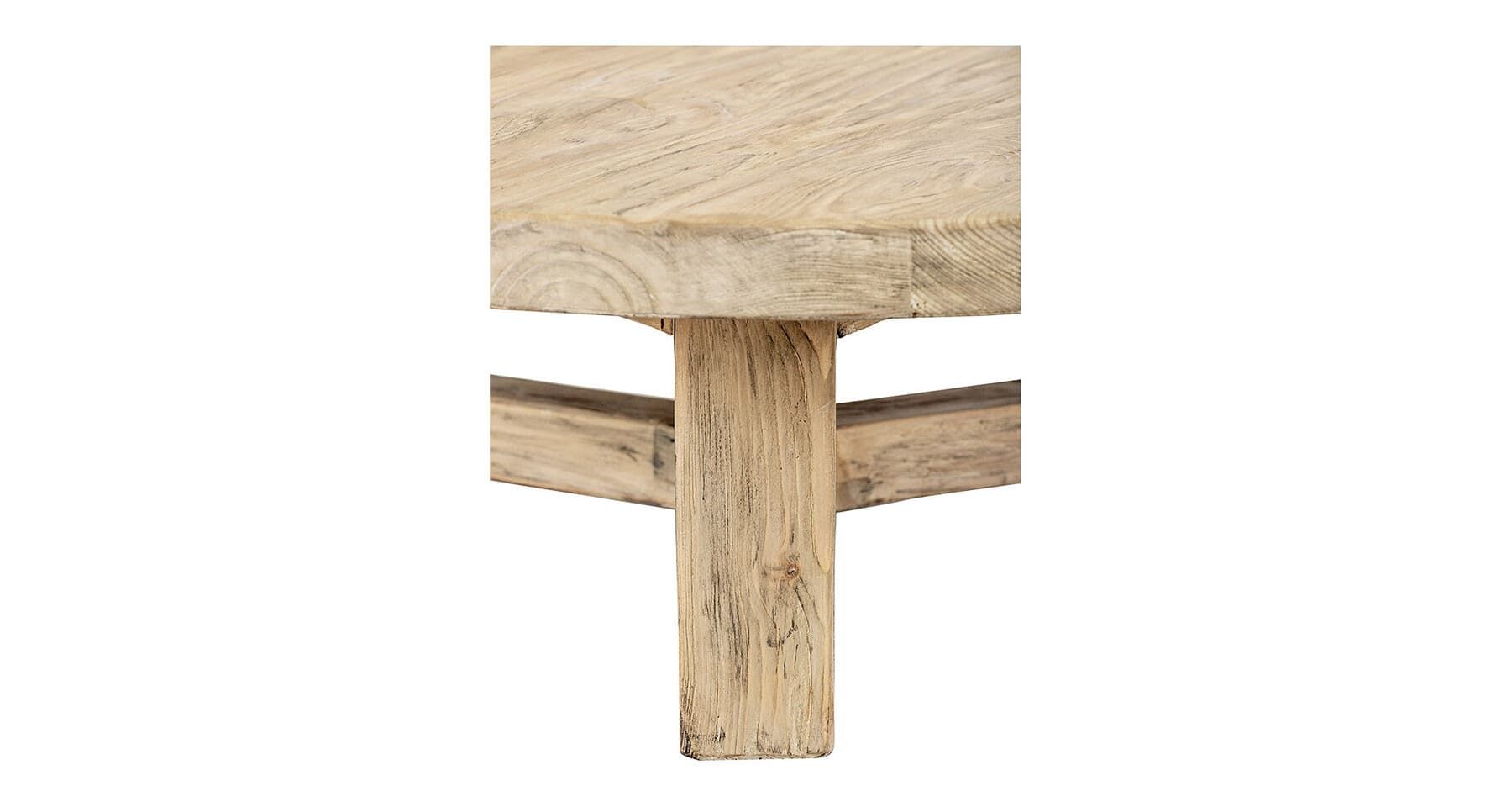 Table basse ronde en bois d'orme recyclé Bao - Blanc d'Ivoire