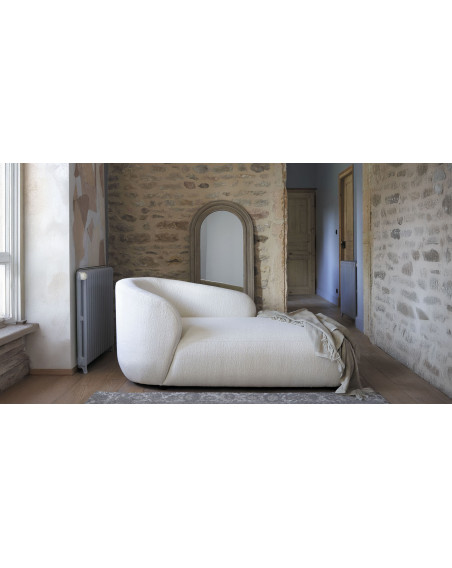 Méridienne avec tissu à bouclettes couleur crème Lisette