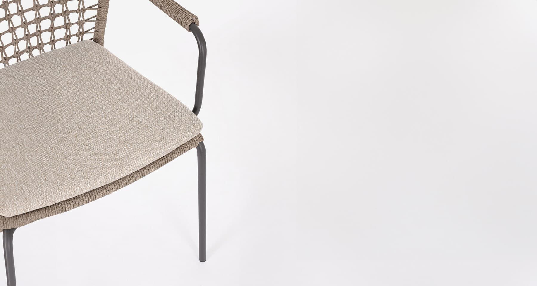 Lot 4 chaises modernes avec dossier en corde Canar - Bizzotto