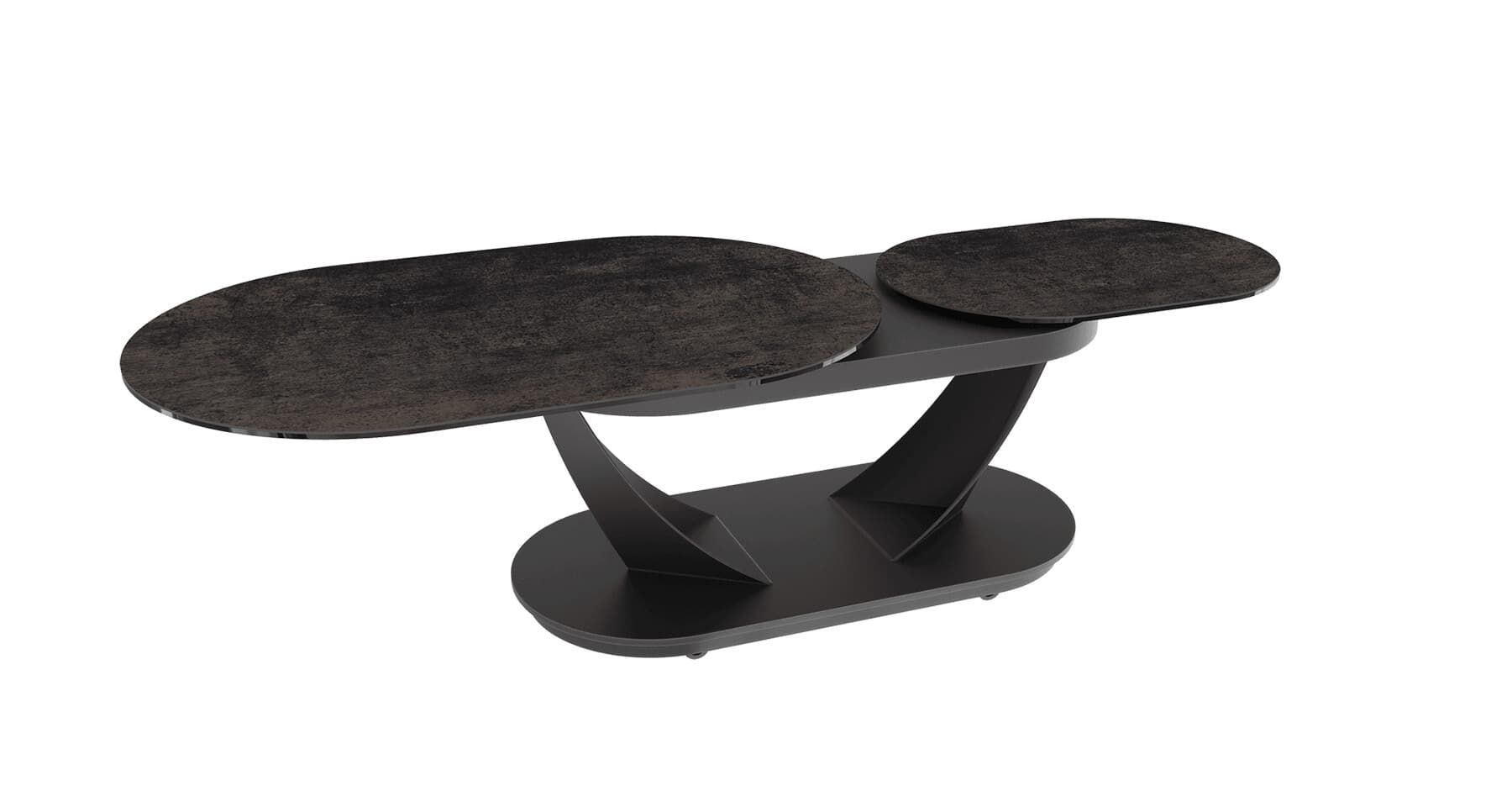 Table basse céramique avec plateaux ovales pivotants Kass