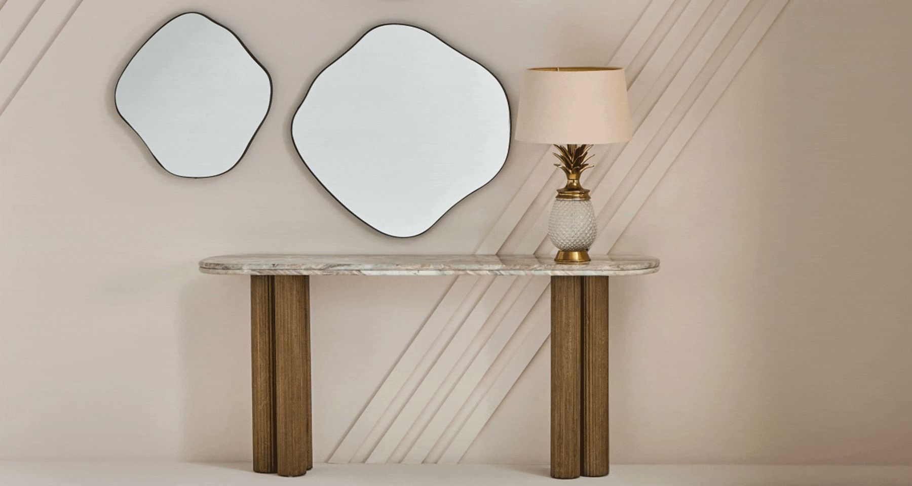 Console en marbre et bois massif Buren - Signature