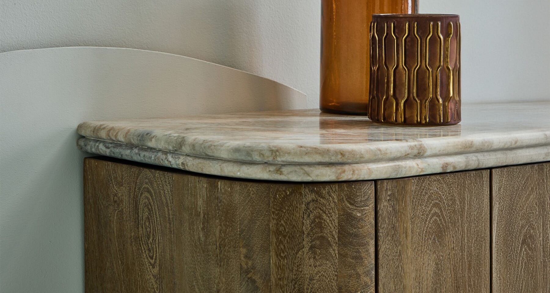 Meuble TV design bois & marbre Buren haut de gamme | Signature