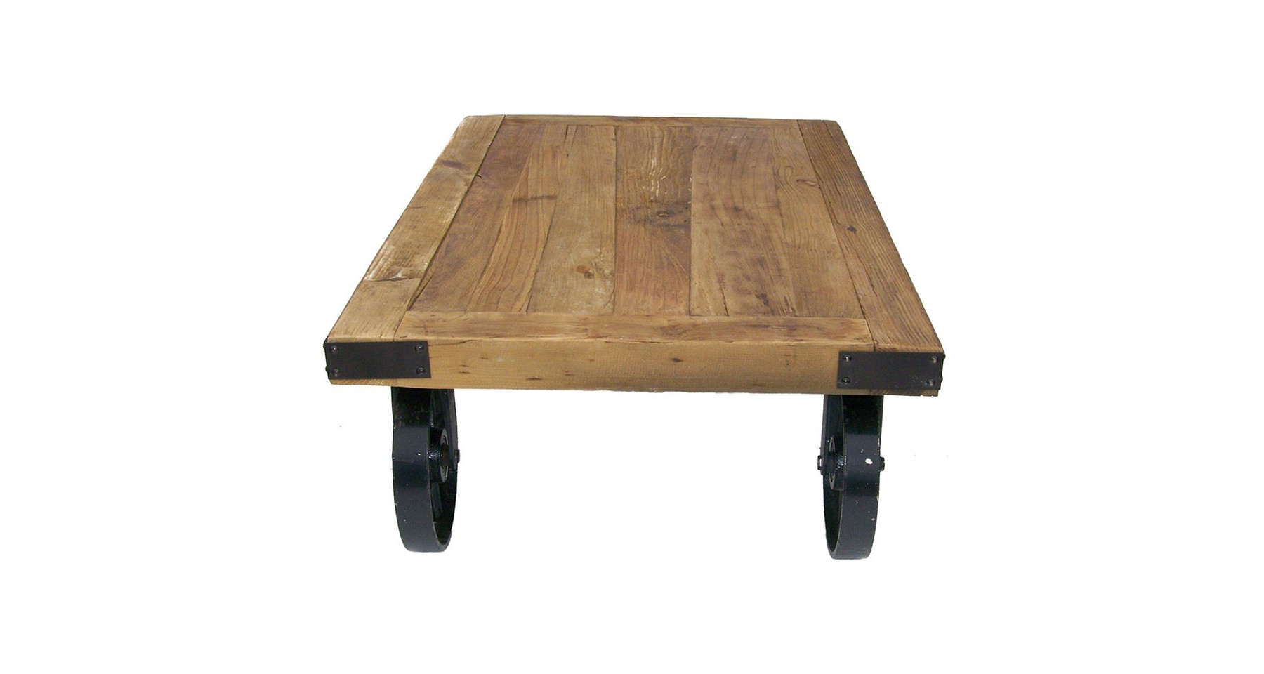 Table basse industrielle à grosses roues Cedre
